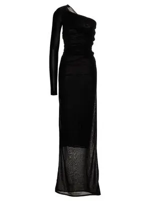 Saint Laurent Draped Long Dress - Black