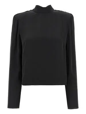 ROTATE BY BIRGER CHRISTENSEN Satin Drapy Back Top - Black
