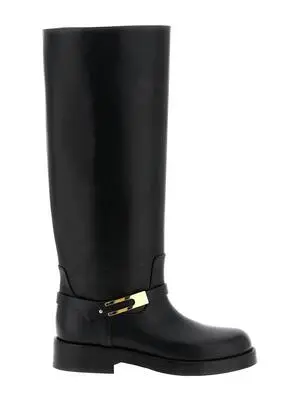Elisabetta Franchi Logo Strap Boots - Black