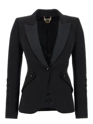 Elisabetta Franchi Crepe Tuxedo Blazer - Black