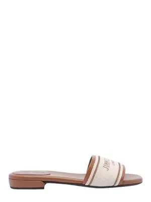 JIMMY CHOO Joa Canvas Flats - Leather Brown
