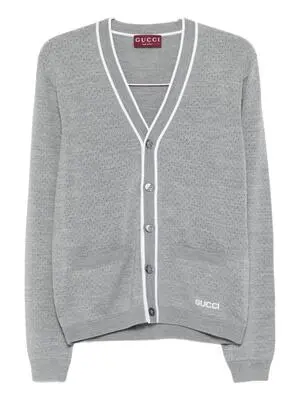 Gucci V-neck Wool Cardigan - Grey