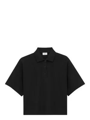 Saint Laurent Oversized Cotton Polo Shirt - Black
