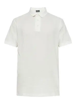 Emporio Armani Printed Cotton Polo Shirt - White