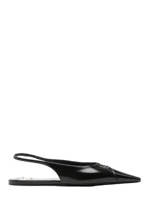 Saint Laurent Babylone Leather Slingback Ballerinas - Black