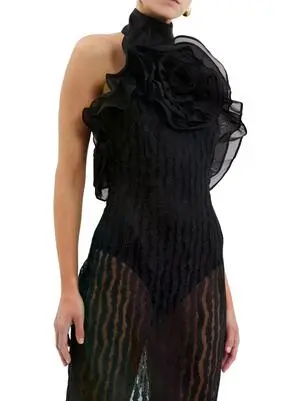 Rebecca Vallance Seraphina Rose-embellished Sheer Dress - Black