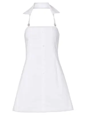 Coperni Halterneck Cotton Mini Dress - White
