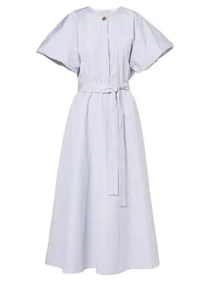 Altuzarra Paulina Striped Cotton Midi Dress - Blue
