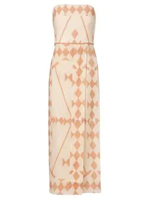 Johanna Ortiz Printed Linen Maxi Dress - Beige