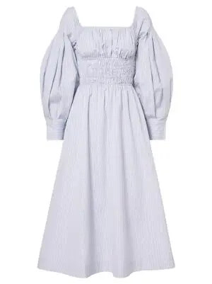 Altuzarra Josie Striped Cotton Midi Dress - Blue