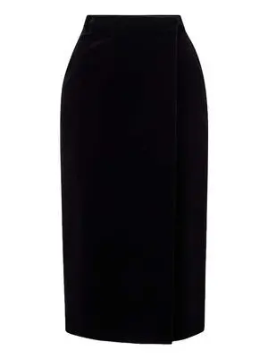 Saint Laurent Cotton Velvet Pencil Skirt - Black