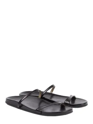 THE ROW Hugh Leather Slides - Black