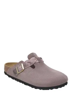 BIRKENSTOCK Boston Braided Suede Leather Clogs - Faded Purple
