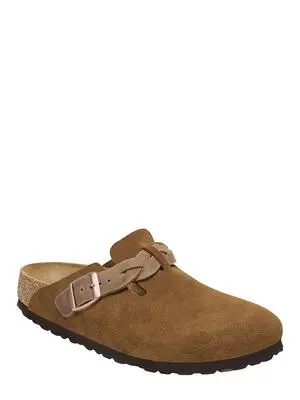 BIRKENSTOCK Boston Braided Suede Leather Clogs - Mink