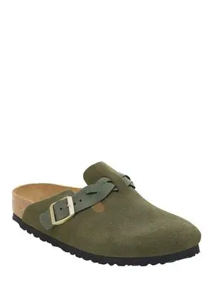 BIRKENSTOCK Boston Braided Suede Leather Clogs - Thyme