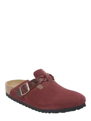 BIRKENSTOCK Boston Braided Suede Leather Clogs - Zinfandel