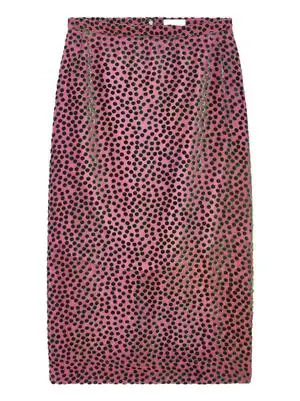 Dries Van Noten Devoré Polka-dot Midi Skirt - Pink