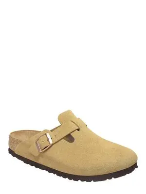 BIRKENSTOCK Boston Suede Clog - Latte Cream