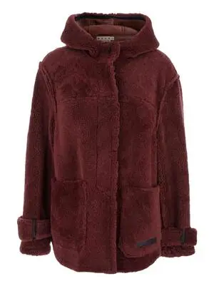 Marni Fur Hooded Jacket - Red