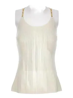 Elisabetta Franchi Chain-Straps Ribbed Top Grey