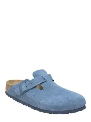 BIRKENSTOCK Boston Soft Footbed Suede Leather Clogs Elemental Blue
