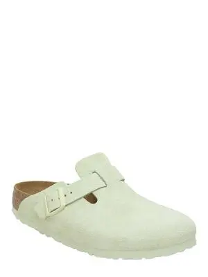 BIRKENSTOCK Boston Soft Footbed Suede Leather Clogs - Faded Lime
