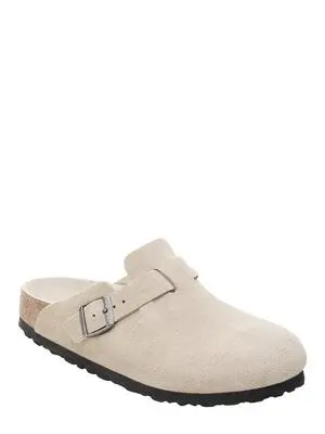 BIRKENSTOCK Boston Soft Footbed Suede Leather Clogs - Oyster Tonal