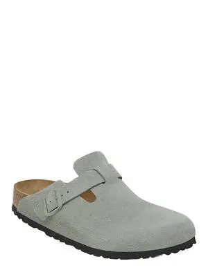 BIRKENSTOCK Boston Soft Footbed Suede Leather Clogs Pure Sage