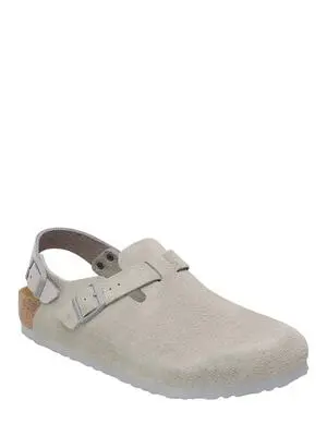 BIRKENSTOCK Tokio Suede Leather Clog Stone Coin