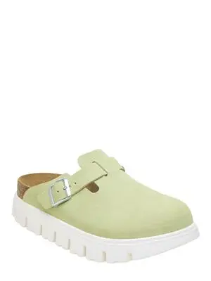 BIRKENSTOCK Boston Chunky Suede Clogs Faded Lime