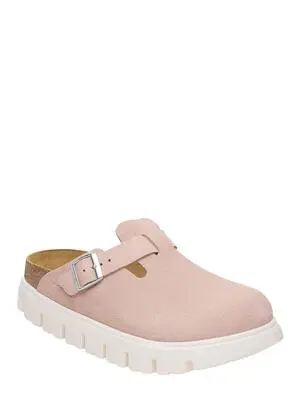 BIRKENSTOCK Boston Chunky Suede Clogs - Light Rose