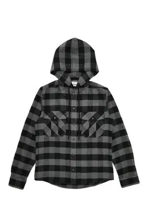 Off-White Arrow Hooded Flannel Shirt - Grey