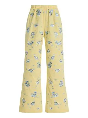 MARKARIAN Pauline Embroidered Cropped Pants - Yellow