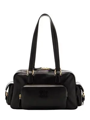 Miu Miu Pocket Leather Top Handle Bag - Black