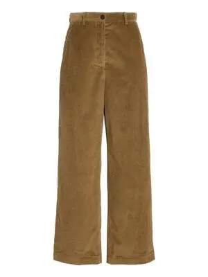 Miu Miu Cotton Corduroy Wide Leg Pants - Brown