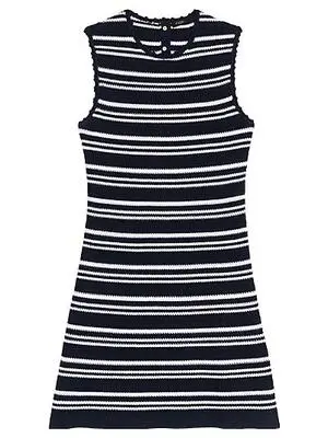 Maje Striped Crochet Mini Dress - Navy/white