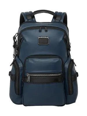 Tumi Alpha Bravo Navigation Leather Backpack - Navy Coated Canvas