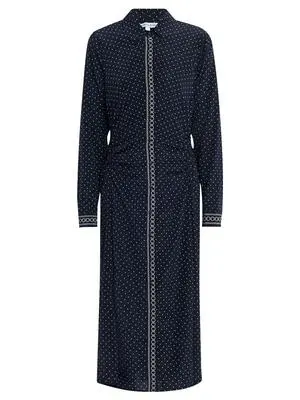 Veronica Beard Lex Polka Dot Silk Midi Shirtdress - Navy