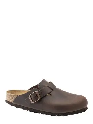 BIRKENSTOCK Boston Natural Leather Clogs Habana