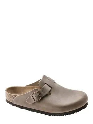 BIRKENSTOCK Boston Natural Leather Clogs Tobacco Brown