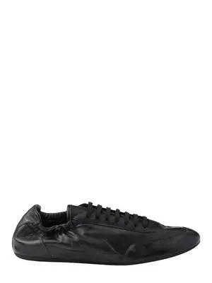 Prada Leather Collapse Sneakers - Black