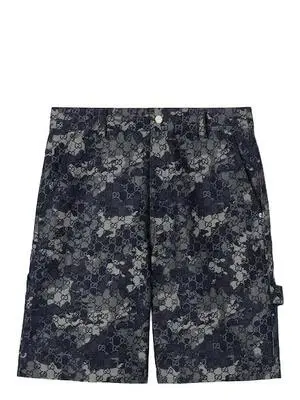 Gucci Gg Jacquard Denim Shorts - Blue