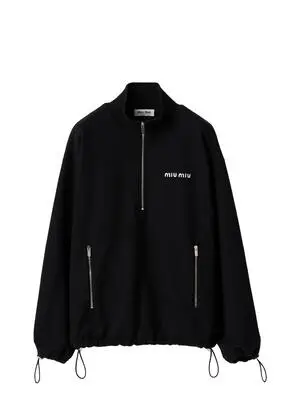 Miu Miu Cotton Fleece Zip-up Sweatshirt - Black