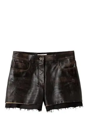 MIU MIU Nappa Leather Regular Fit Shorts