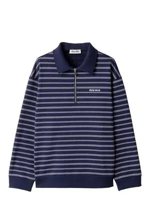 Miu Miu Striped Half-zipper Polo - Blue/white