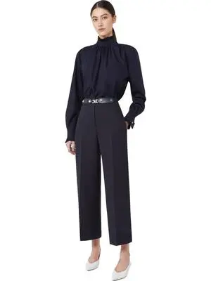 Max Mara Cropped Trousers With Leather Strap - Ultramarine