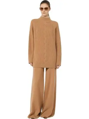 Max Mara Wool And Cashmere Knit Trousers - Camel