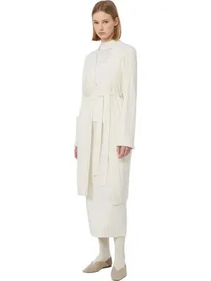 Max Mara Long Cashmere Ribbed Cardigan - White