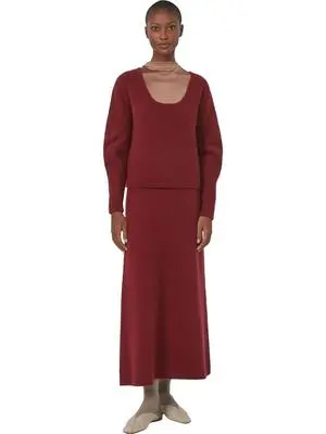Max Mara Stretch Cashmere Flared Skirt - Raspberry