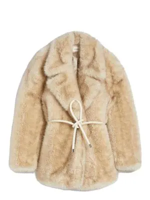 Max Mara Belted Furry Effect Jacket - Beige